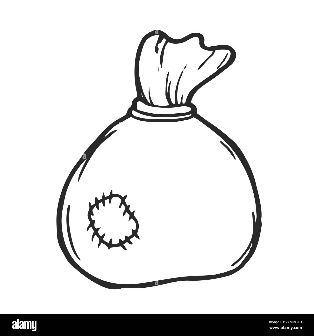 Santa bag doodle outline for colouring illustration Stock Vector Image ...