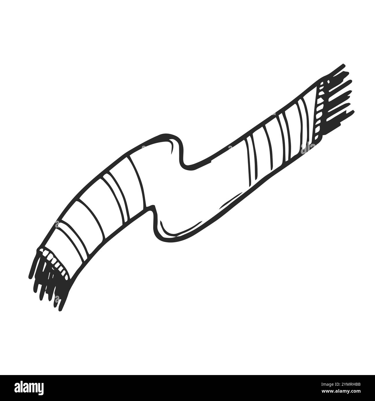 Warm striped knitted scarf isolated on a white background. Vector flat ...