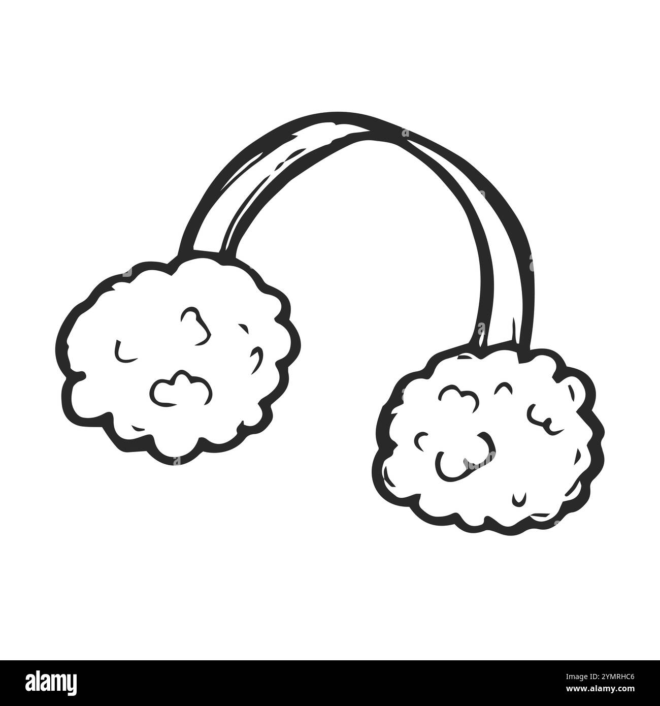 Vector hand drawn illustration of Fur Headphones in vintage engraved ...