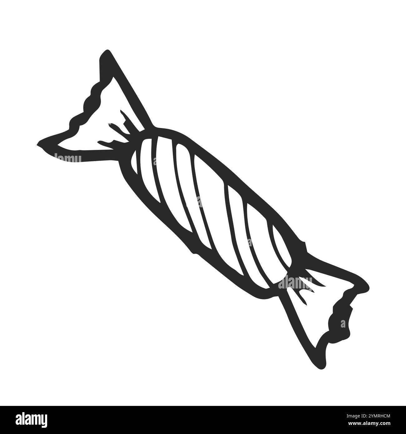 Sweet in striped candy wrappers in the style of doodle. Hand drawing ...