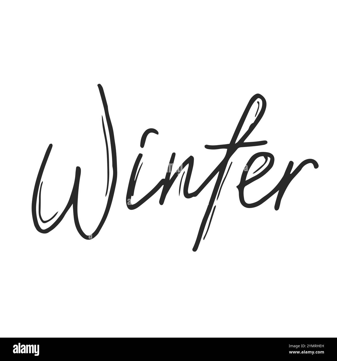 Hello winter lettering card. Hand drawn inspirational winter quote with ...