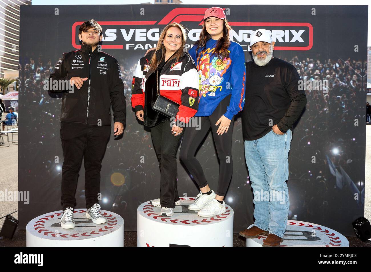 Las Vegas, NV, USA. 22nd Nov, 2024. Fans pose for a photo during the F1 ...