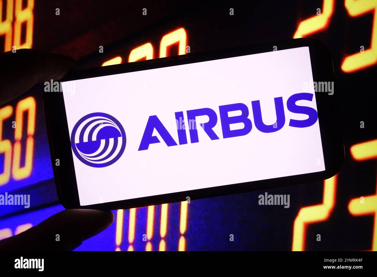 In this photo illustration, the Airbus company logo is seen displayed ...