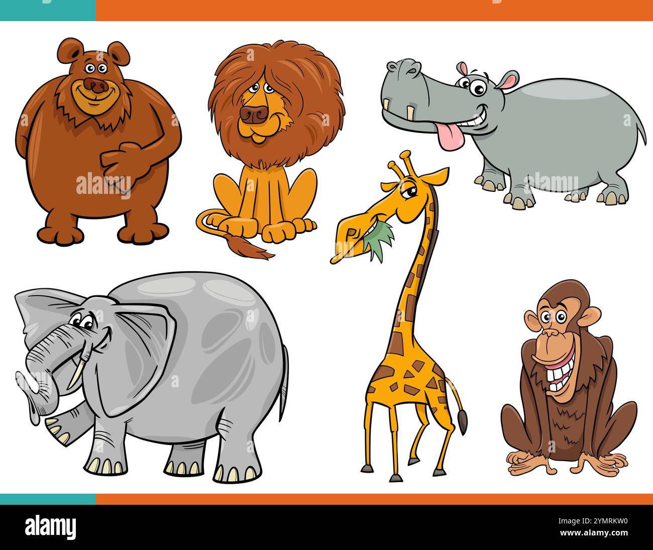 Cartoon illustration of funny wild animal characters set Stock Vector ...