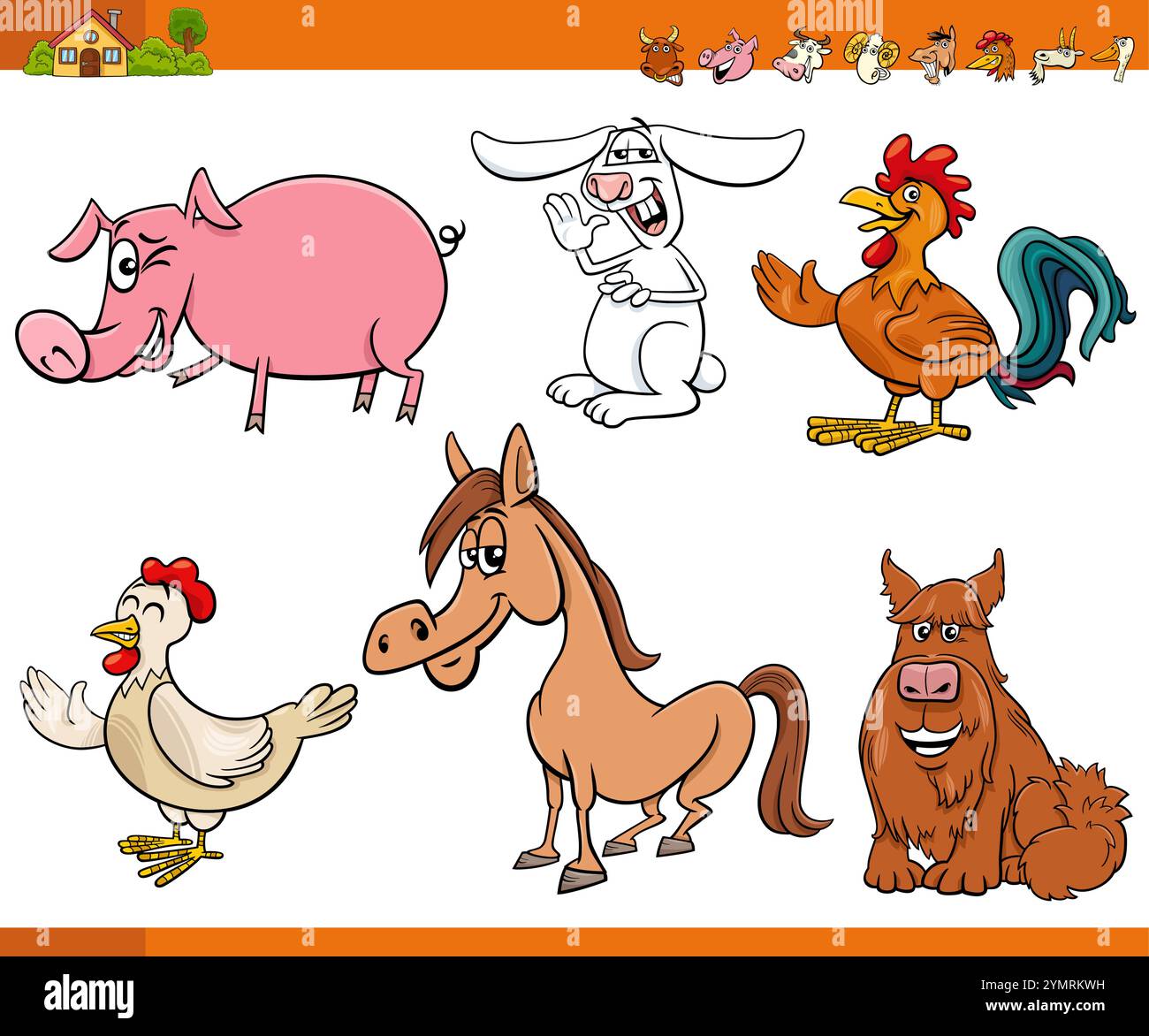 Cartoon illustration of farm animals comic characters set Stock Vector ...