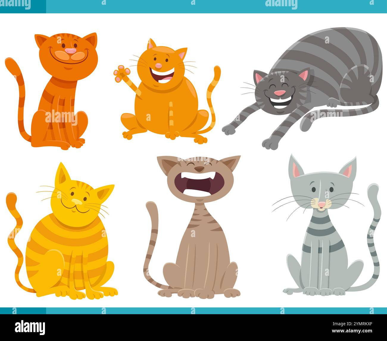 Cartoon illustration of cats and kittens animal characters set Stock ...