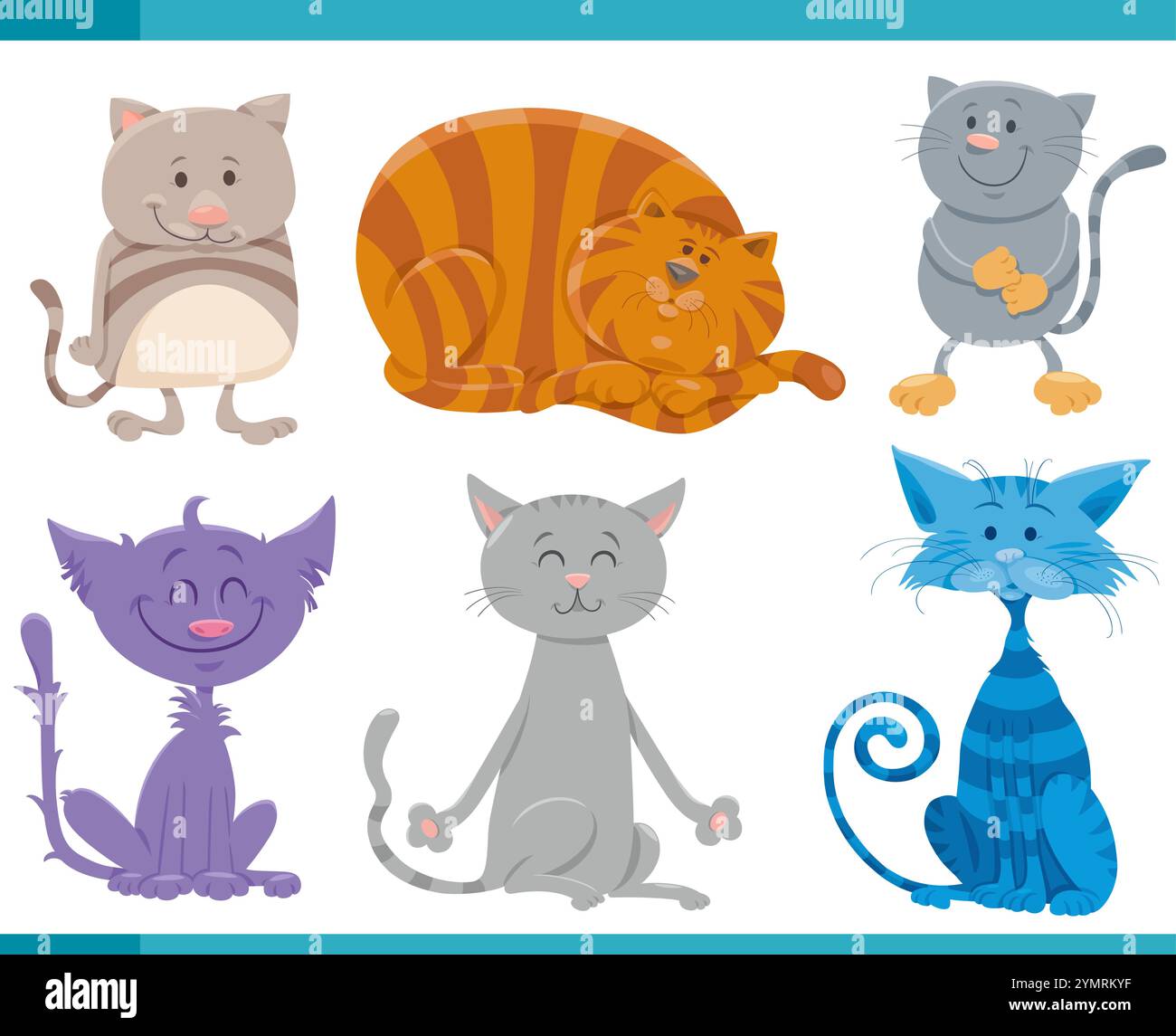 Cartoon illustration of funny cats and kittens animal characters set ...