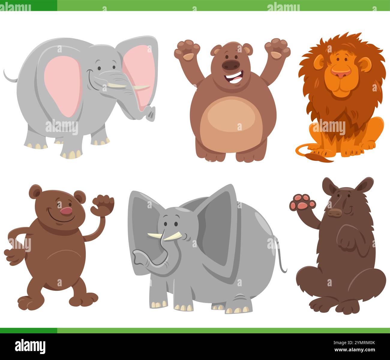 Cartoon illustration of funny wild animals comic characters set Stock ...