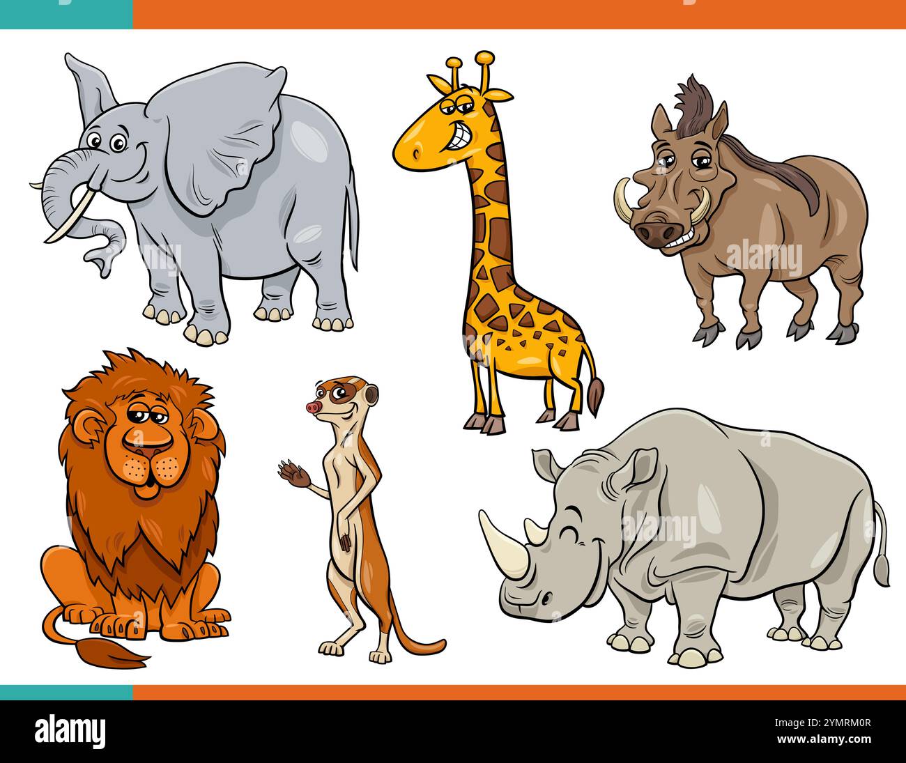 Cartoon illustration of funny wild animals comic characters set Stock ...