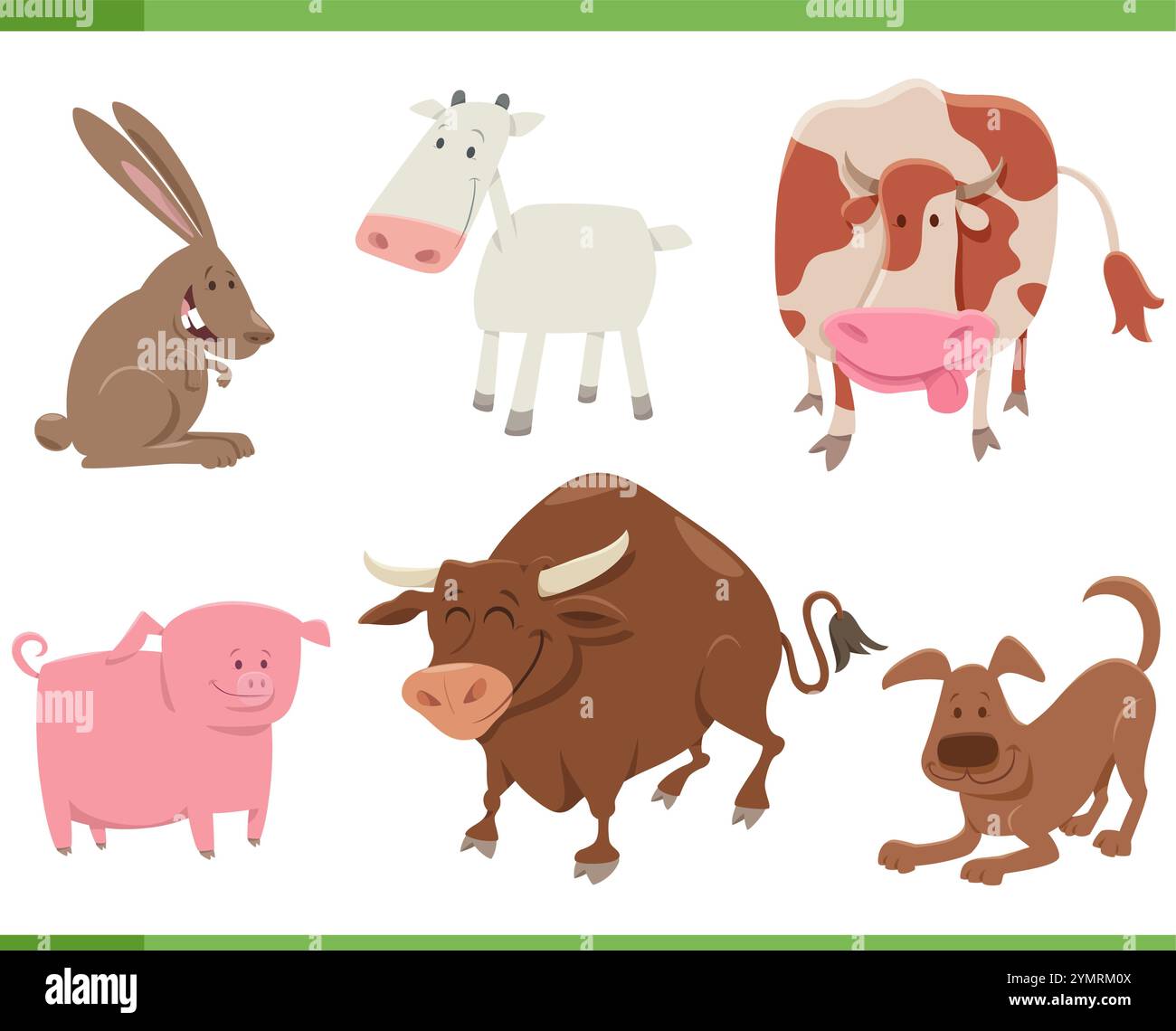 Cartoon illustration of funny farm animals comic characters set Stock ...