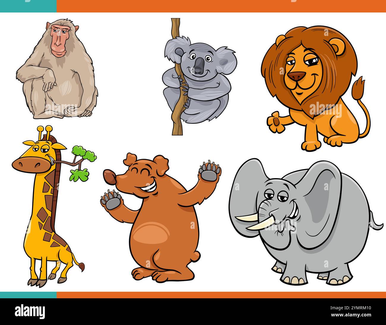 Cartoon illustration of wild animals comic characters set Stock Vector ...