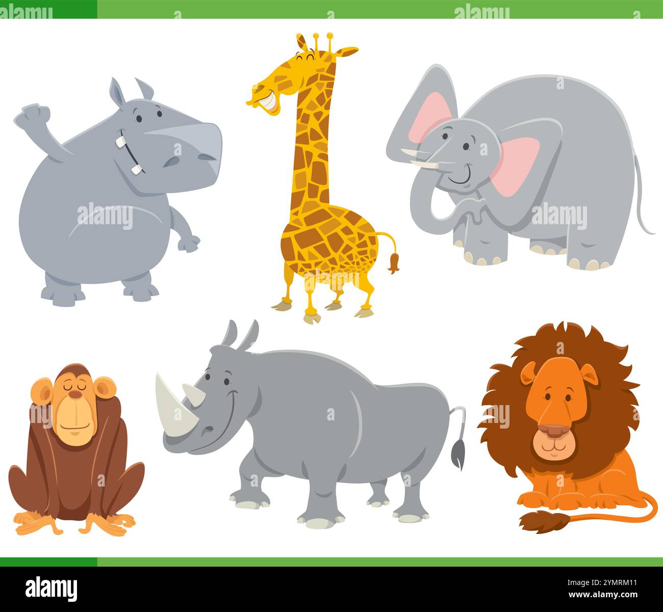 Cartoon illustration of funny wild animals comic characters set Stock ...