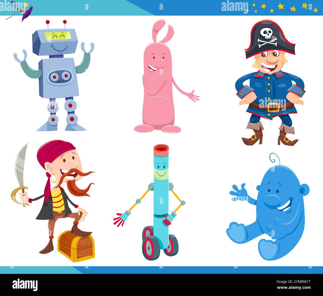 Cartoon illustrations of funny fantasy characters set Stock Vector ...
