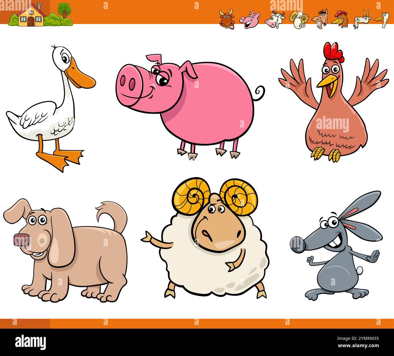 Cartoon illustration of farm animals comic characters set Stock Vector ...