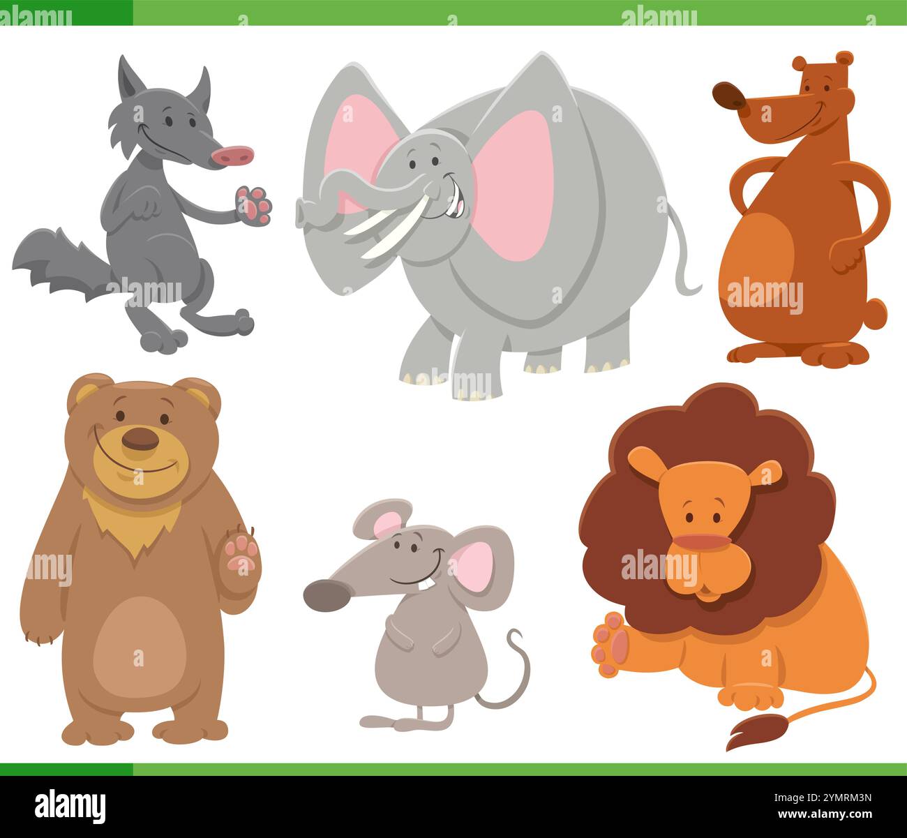 Cartoon illustration of cute wild animals comic characters set Stock ...