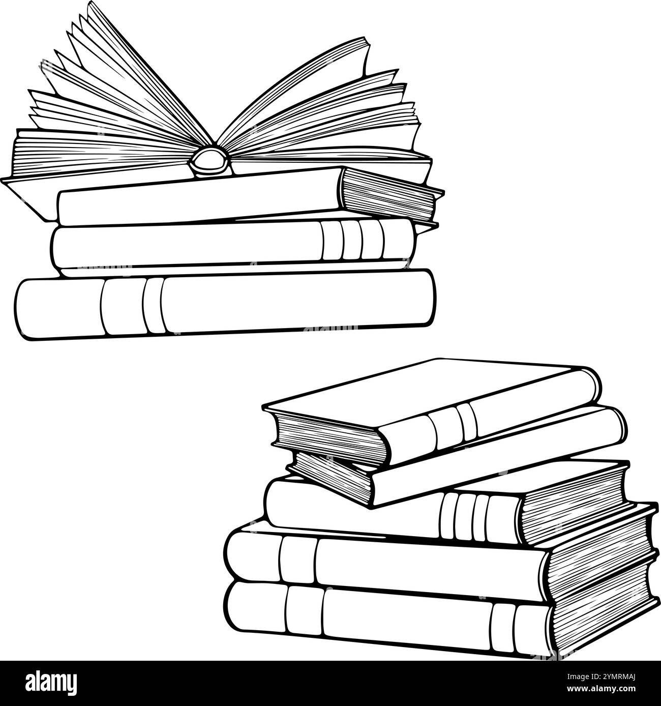 Set of stacks of books line art Stock Vector Image & Art - Alamy