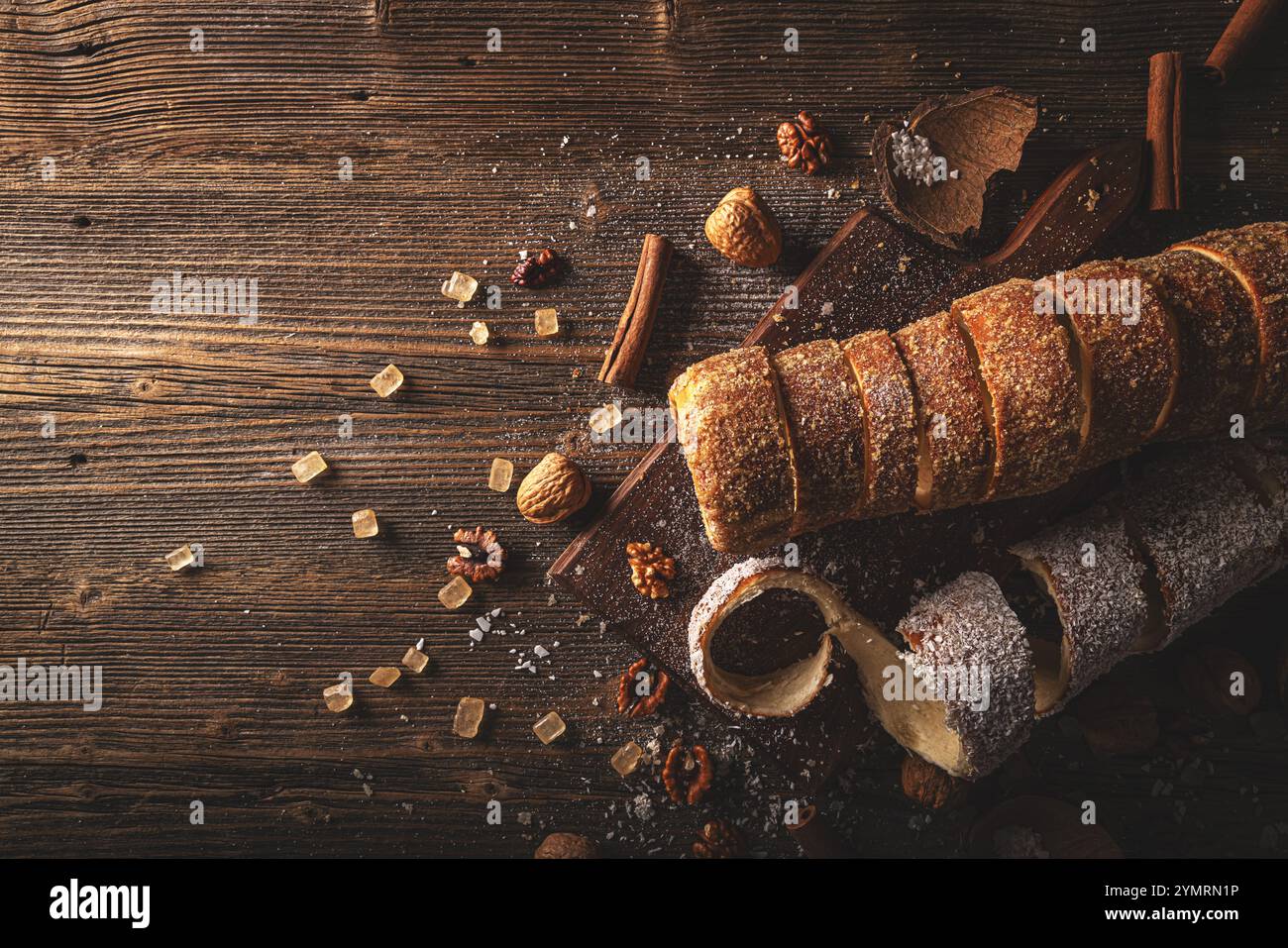 Still life of Hungarian sweet bread called chimney cake Stock Photo - Alamy