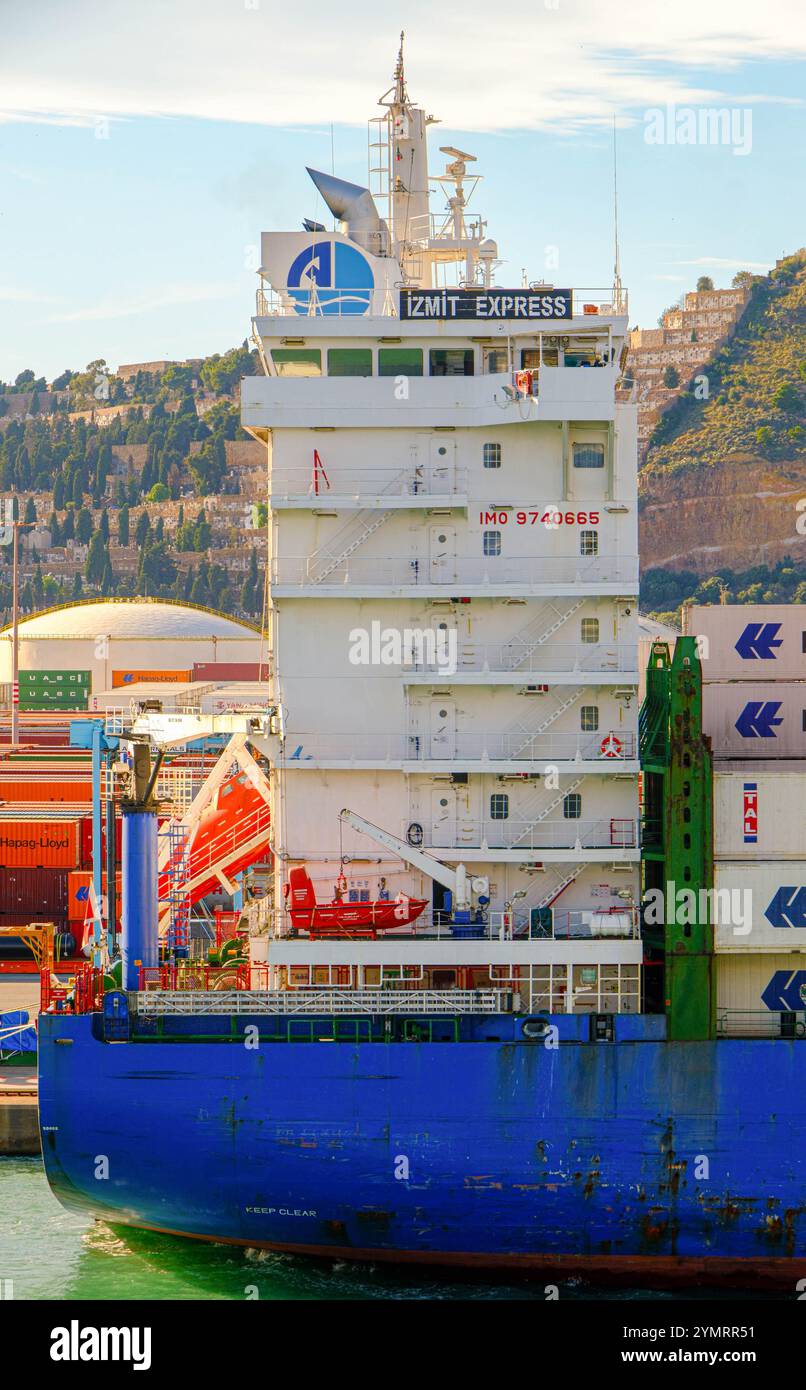 BARCELONA, SPAIN - October 3, 2024: Barcelona's freight harbor is a ...
