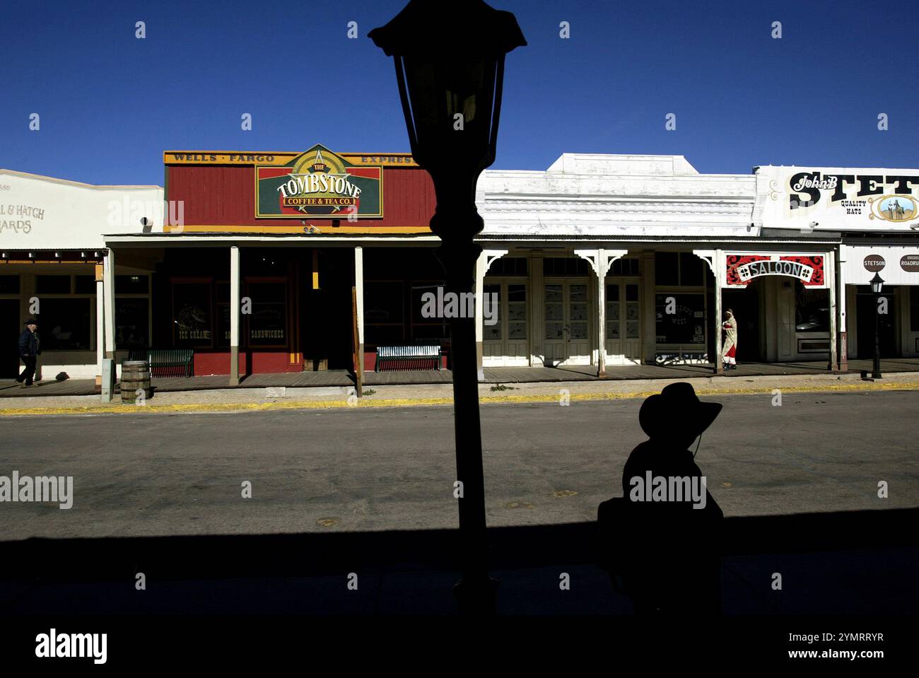 A man walks down the main street in the old western town of Tombstone ...