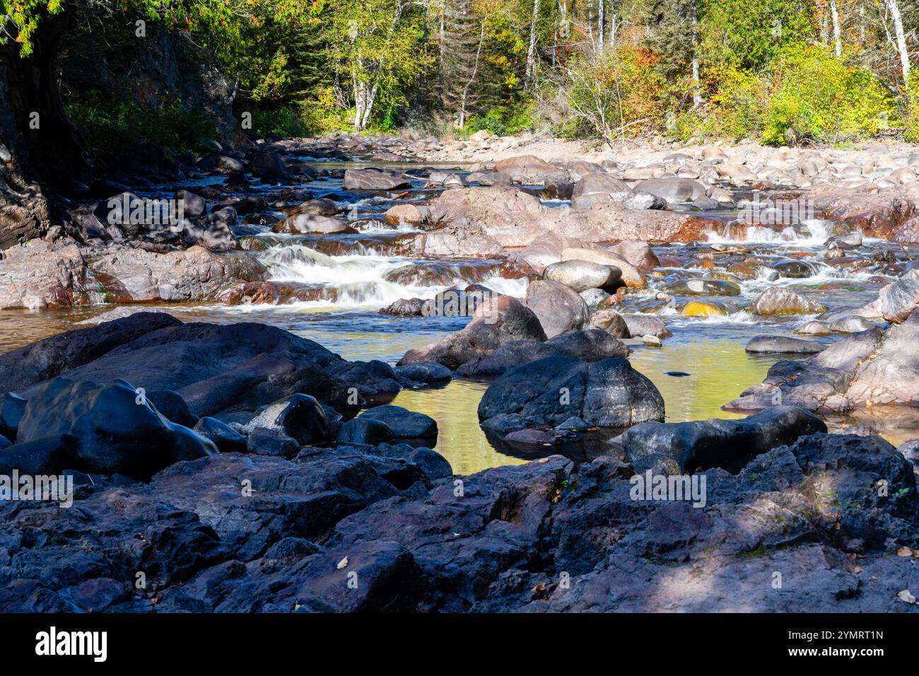 Looking upstream from Devil's Kettle Falls on the Brule River, CR ...