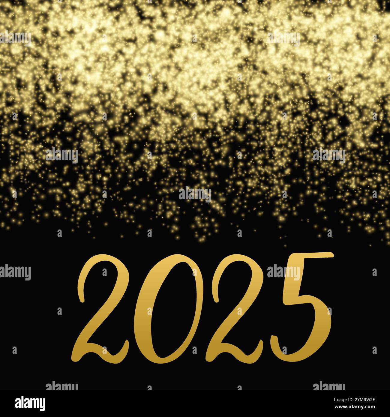 2025 calligraphy hand lettering on shiny gold sparkles background. New ...