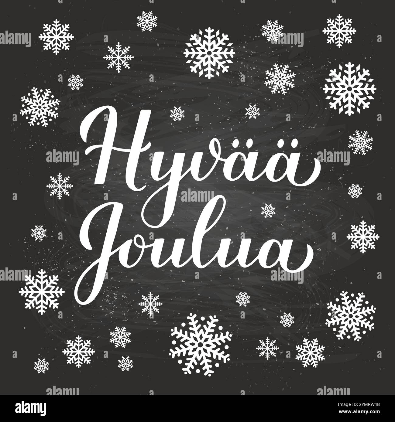 Merry Christmas typography poster in Finnish. Calligraphy hand ...