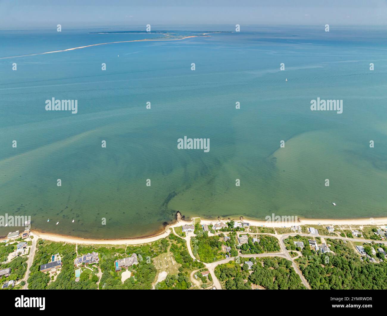 aerial view of lazy point and gardiners island Stock Photo - Alamy