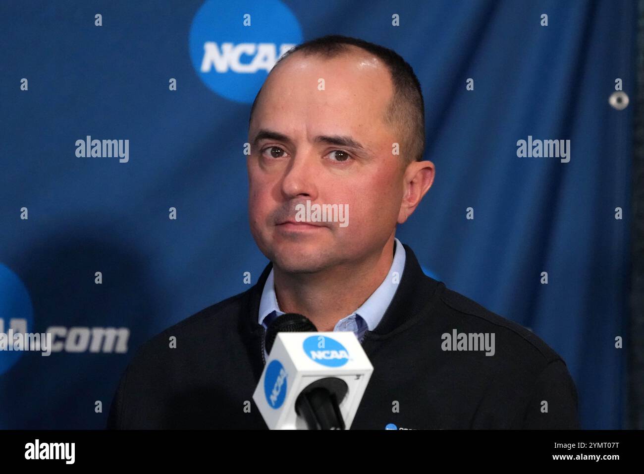 Wisconsin, USA. 22nd Nov, 2024. Blake Boldon moderates a press ...