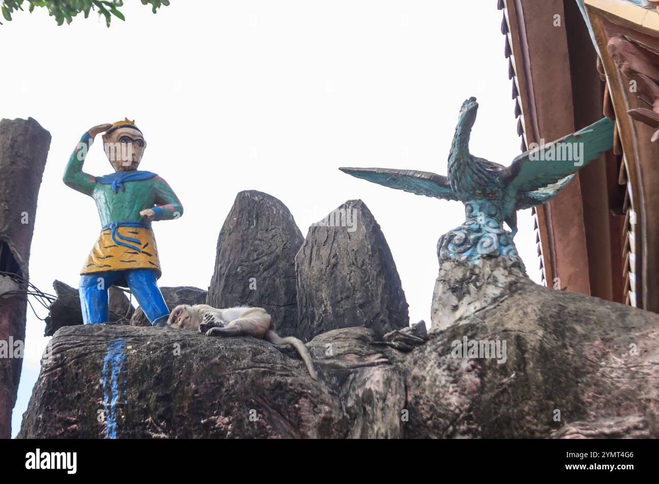 Monkeys in Chau Thoi Mountain Pagoda owns a landscape beauty and has a ...