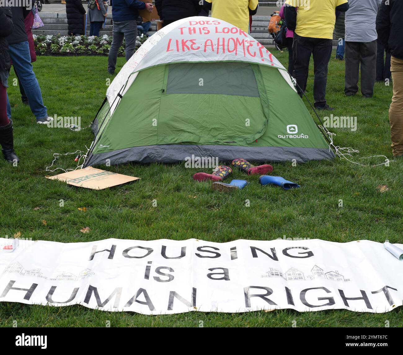 Victoria, British Columbia, Canada, 22 Nov. 2024 - A sign saying ...