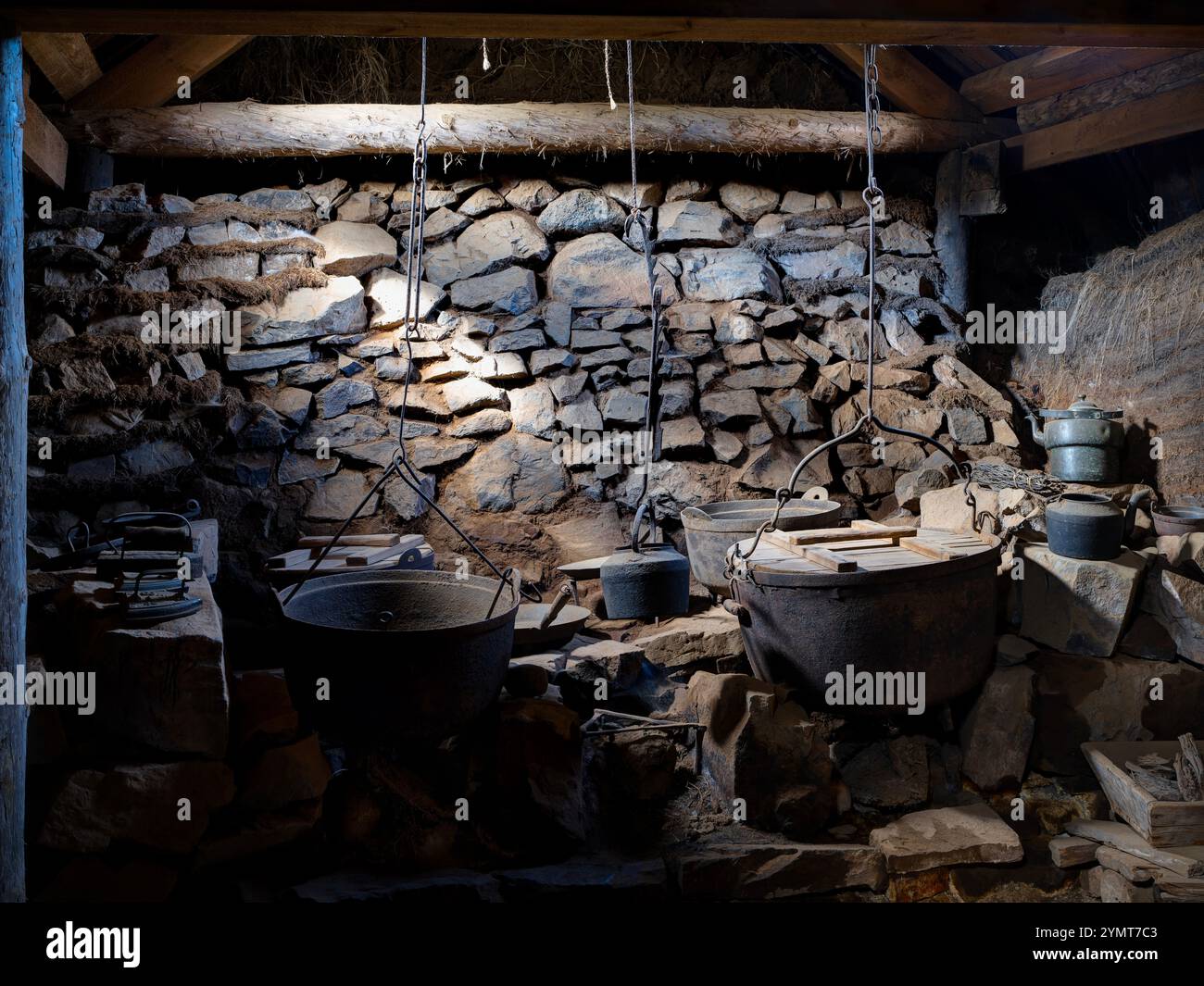 Kitchen at Glaumbær Old Turf Farm. North Iceland Stock Photo - Alamy