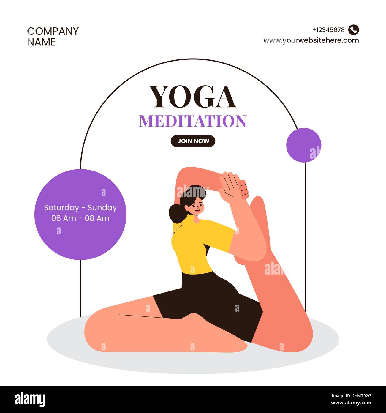 Mindful Yoga and Meditation Social Media Illustration with Hand Drawn ...