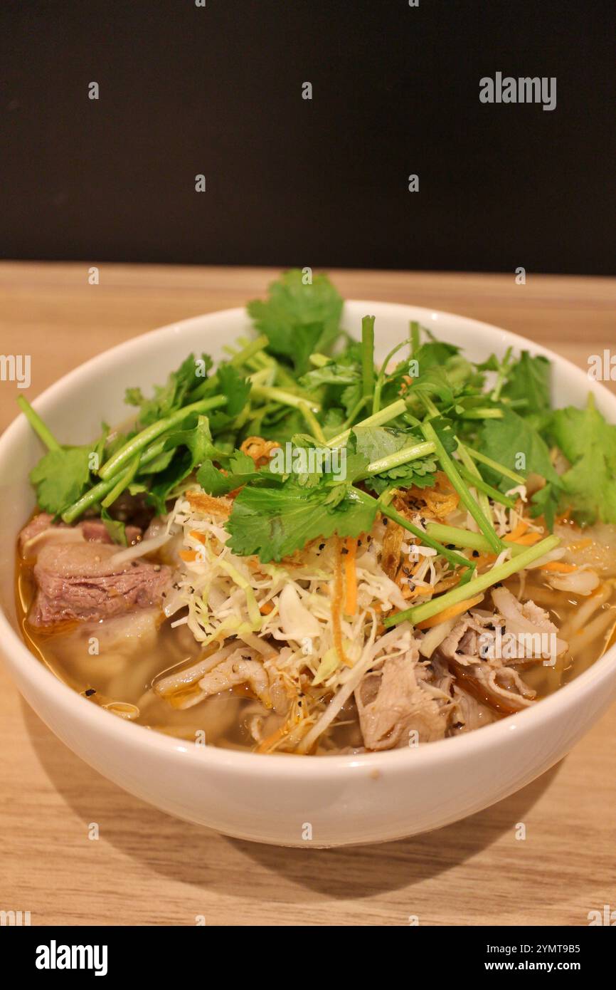 Vietnamese cuisine: bun bo hue (spicy rice noodles with beef tendon and ...