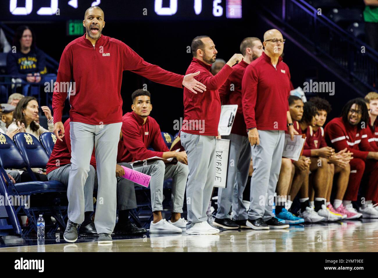 South Bend, Indiana, USA. 22nd Nov, 2024. Elon head coach Billy Taylor ...
