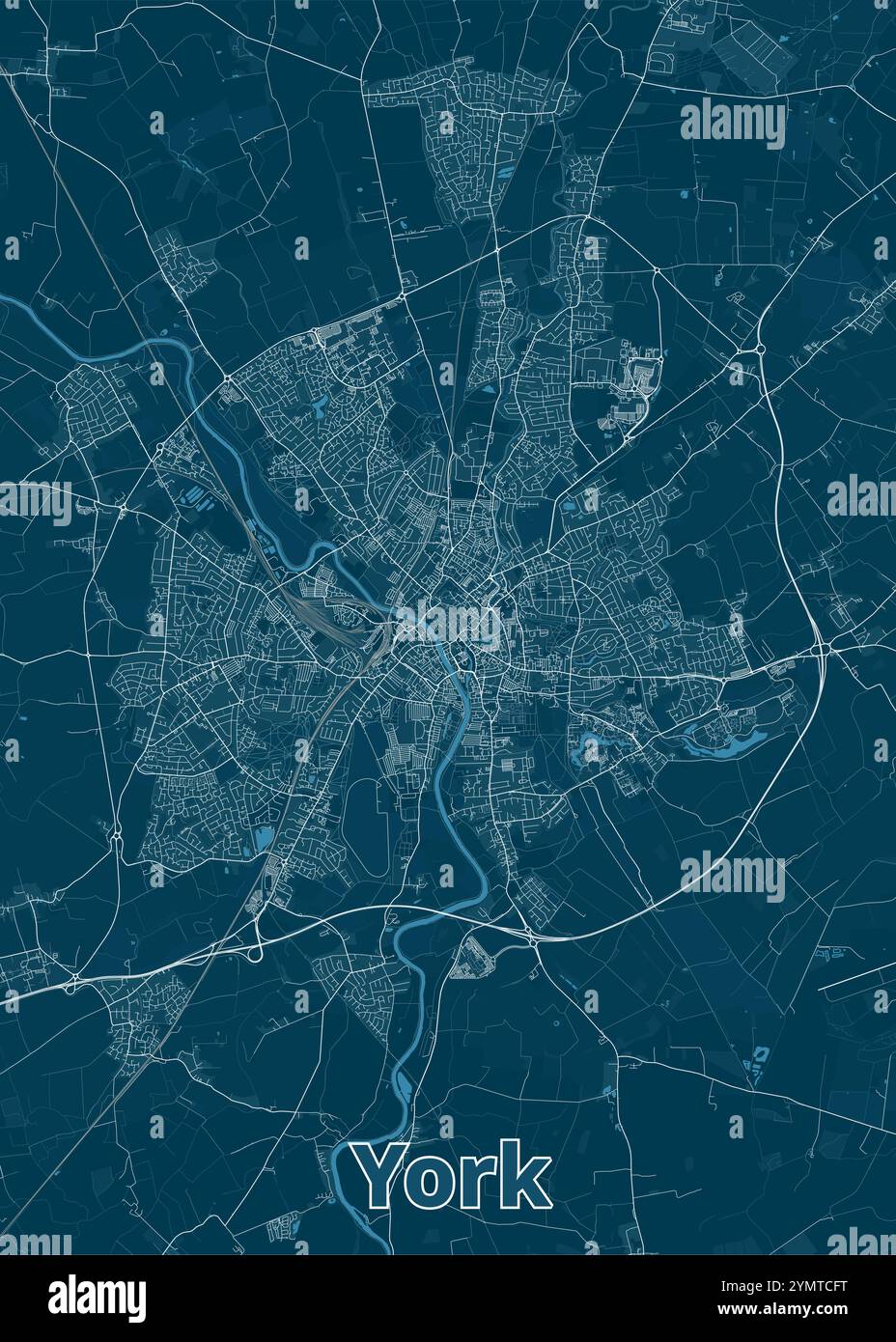 A detailed map of York, England, rendered in a minimalist style. The ...