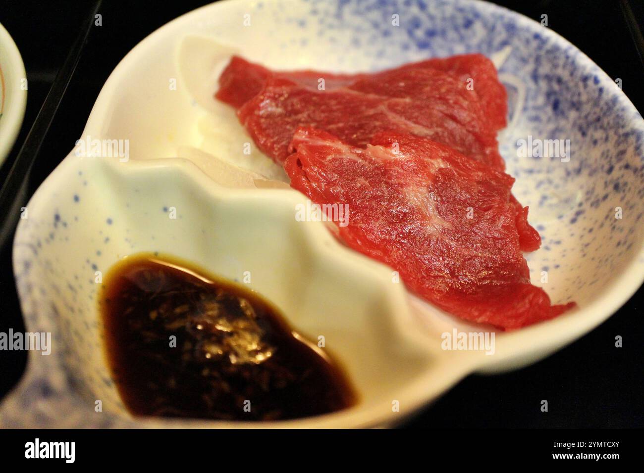 Japanese cuisine: basashi (horse meat sashimi) in Tokyo, Japan Stock ...