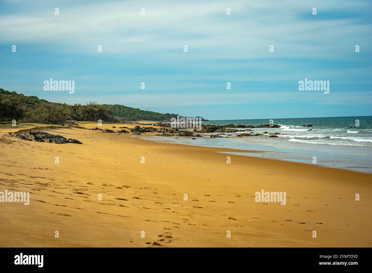 Ocean coastline as seen from Red Rock trail, Agnes Water, Queensland ...