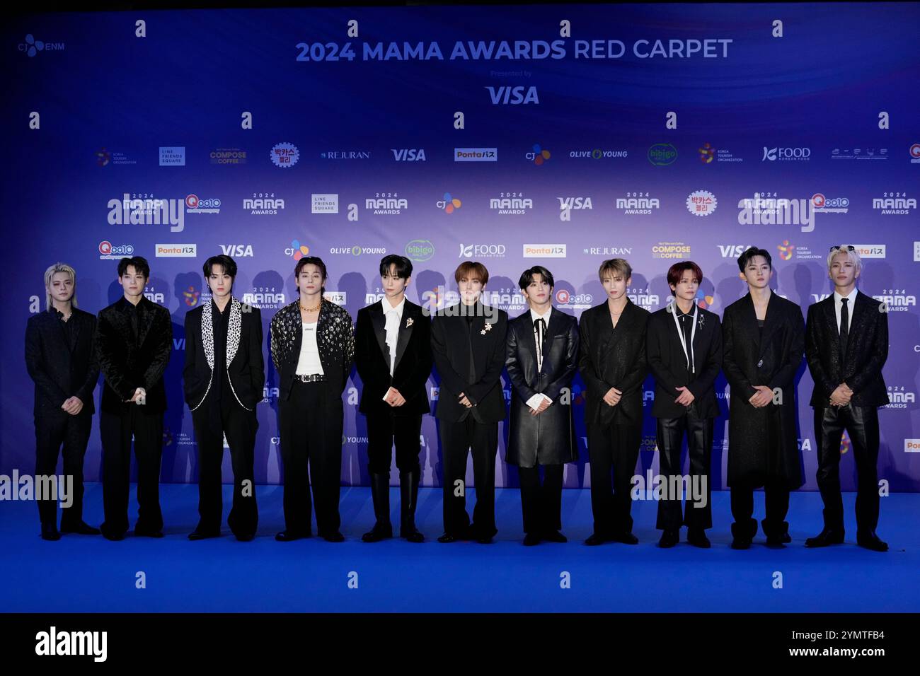 Members of boy band INI arrive for the red carpet of the MAMA Awards in ...