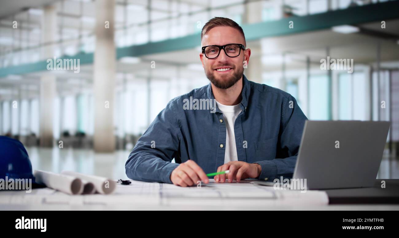 Civil Engineer Drawing Architecture Plan And Construction Design Stock ...