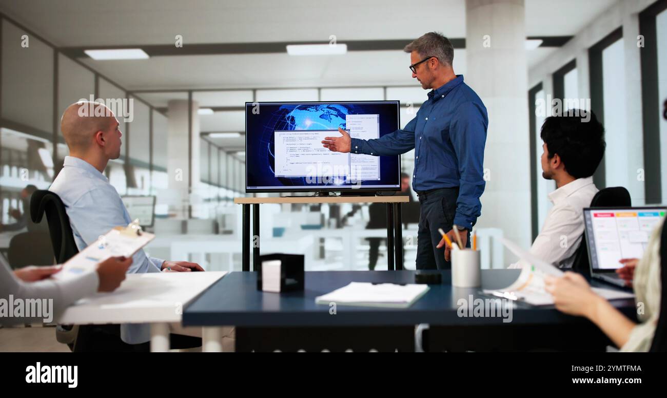 Programmer Code Training In Classroom. Business People Team Stock Photo ...