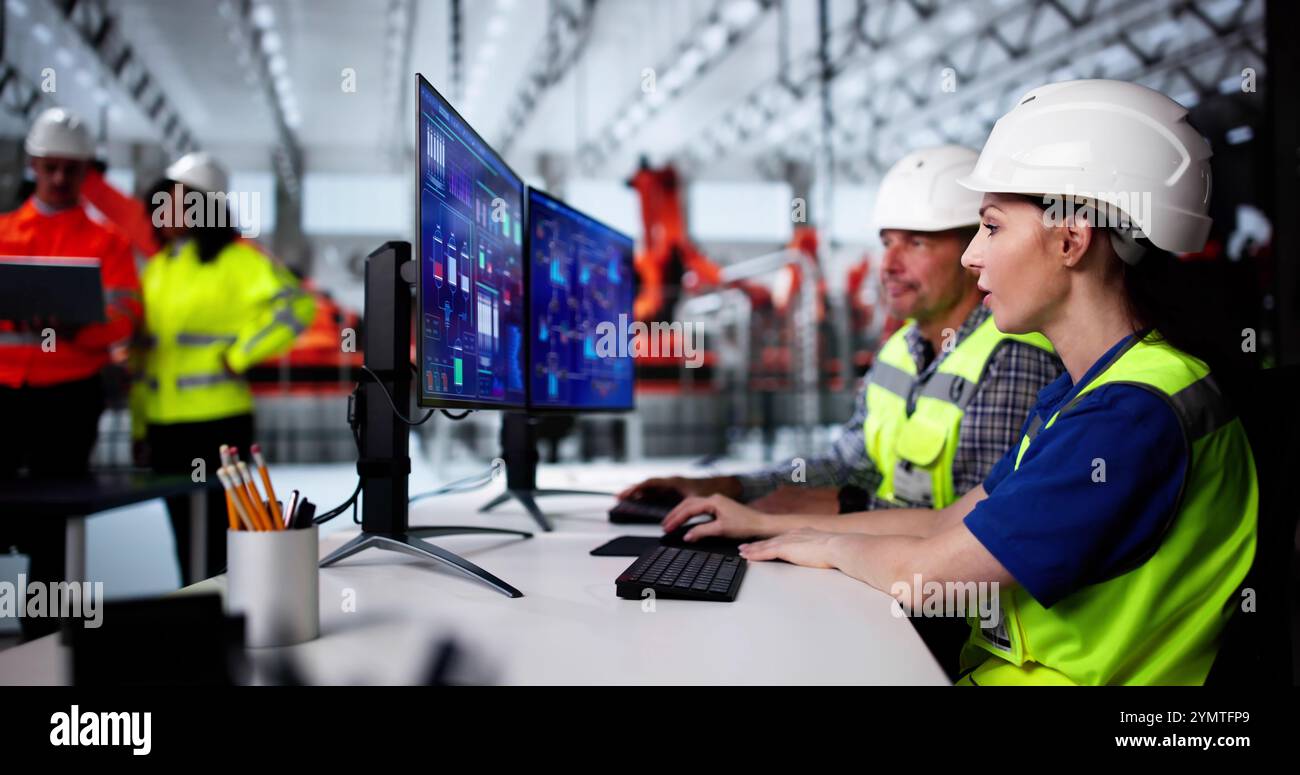 Scada Desktop Software On Computer At Car Manufacturing Line Stock ...