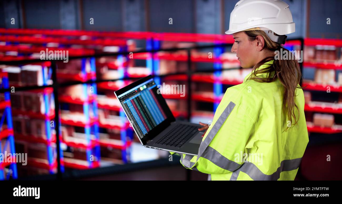 Factory Worker Osha Inspection Using Laptop Computer Stock Photo - Alamy