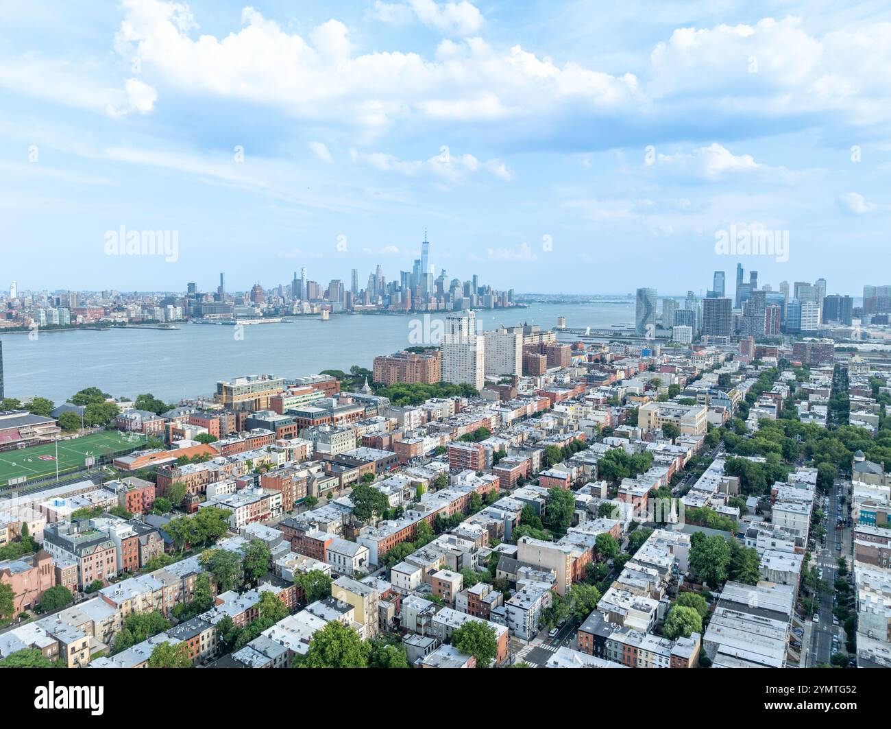 Aerial View of Hoboken and New Jersey Skyline on the background Stock ...