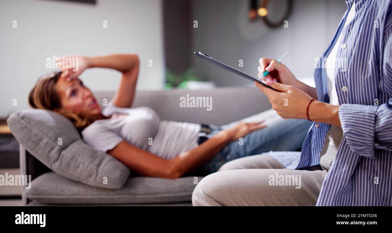 Psychology Counseling Therapy. Psychiatrist Session With Patient Stock ...