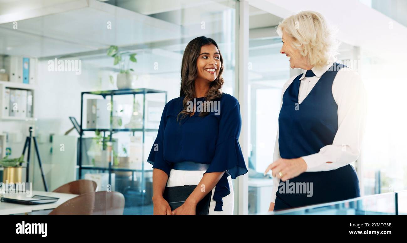 Business women, collaboration and office with startup, success and ...