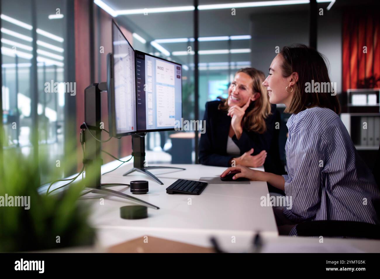 Accountant Checking Business Invoice Or Bill On Computer Stock Photo ...
