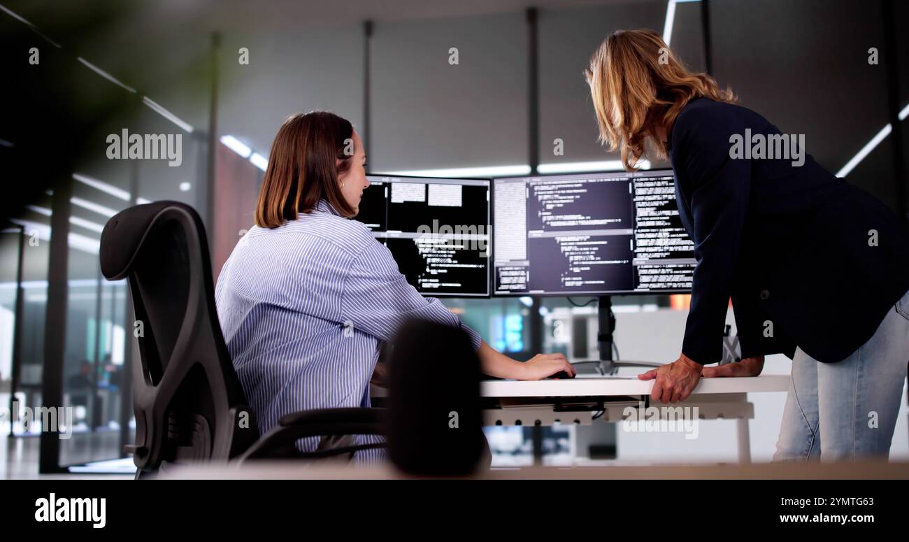 Woman Programmer. Girl Coding Software On Computer Stock Photo - Alamy