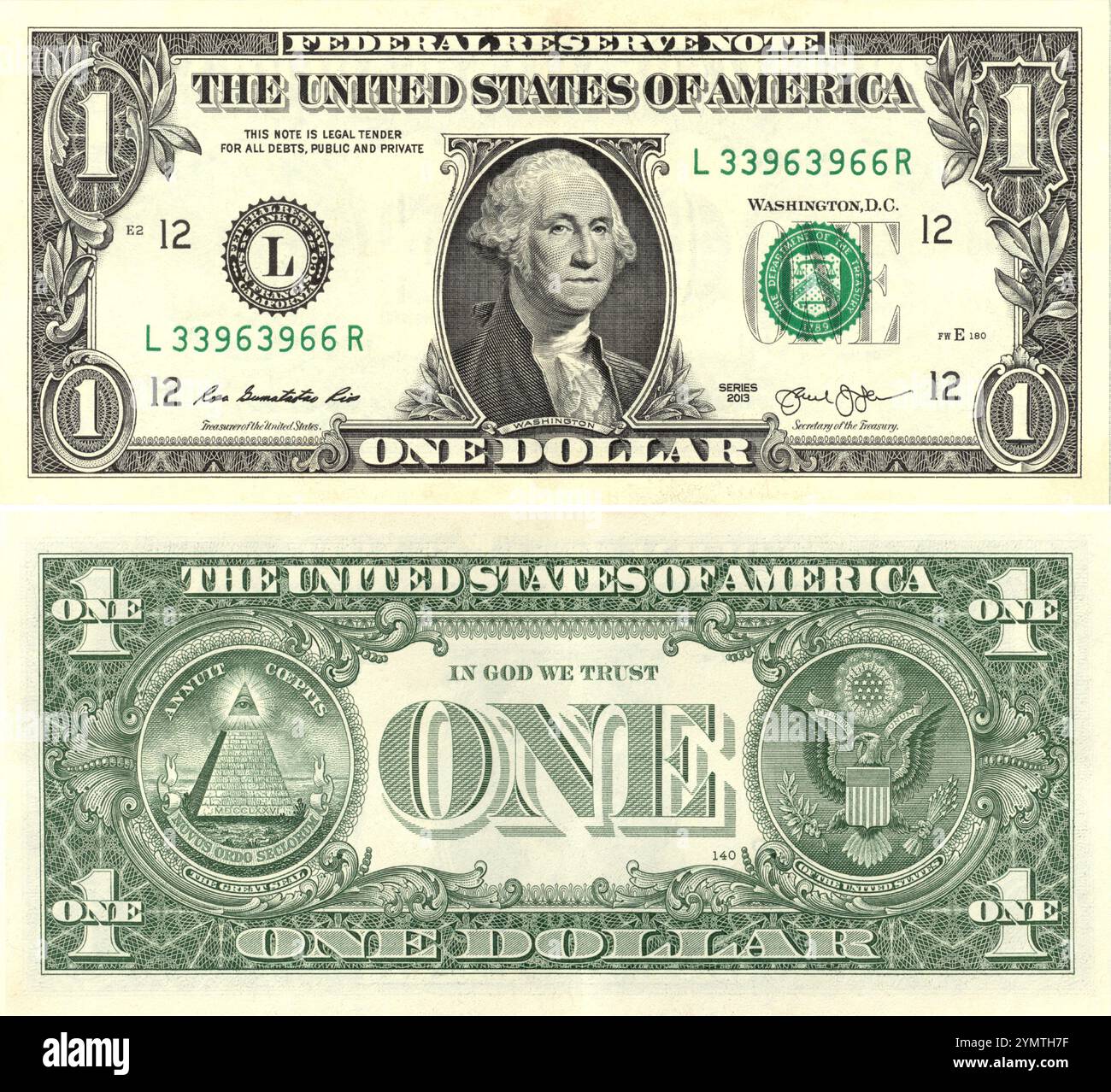 Two side one us dollar bill banknote Stock Photo - Alamy
