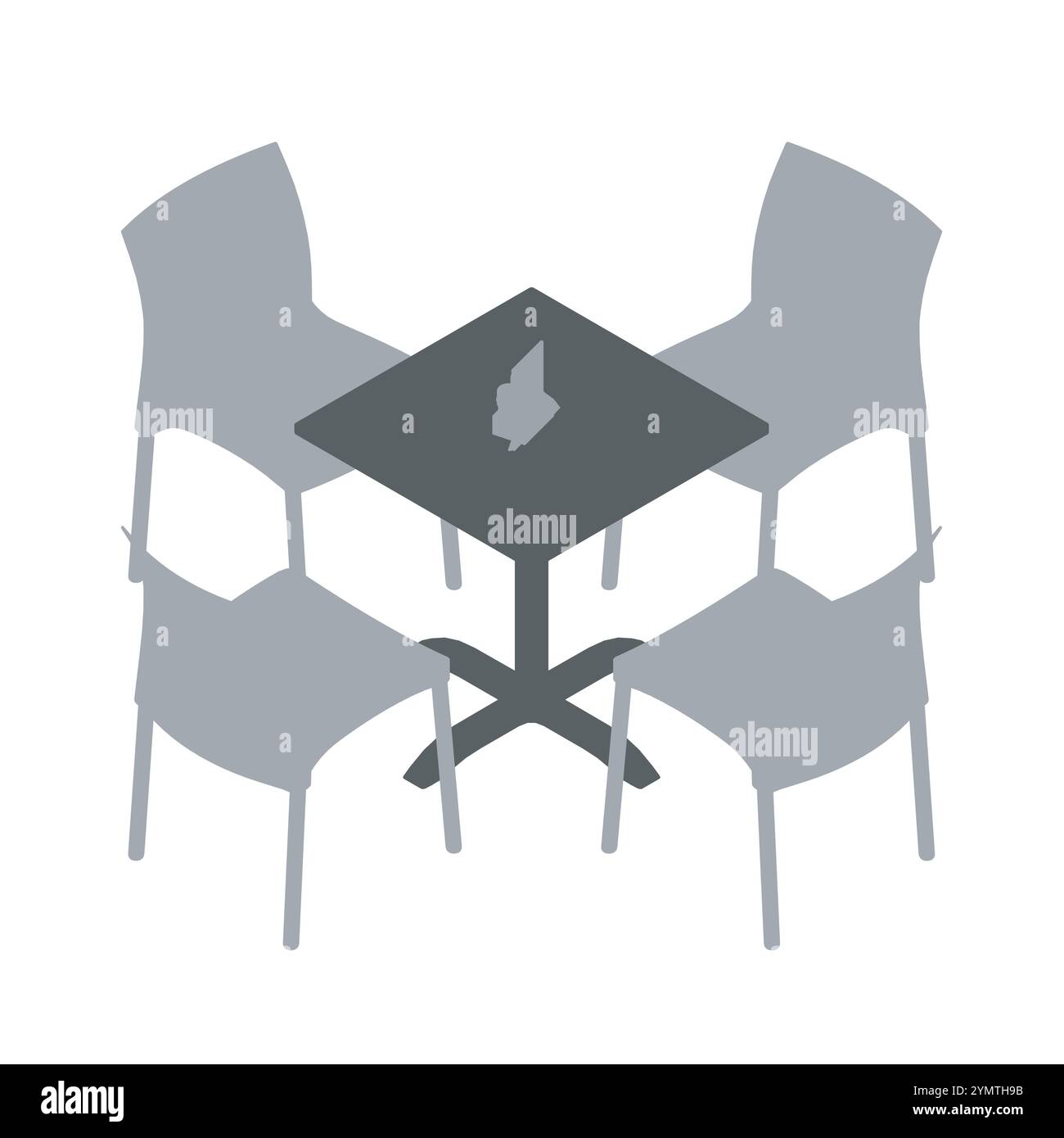 Set of chairs and table silhouette for restaurants and cafes. Simple ...