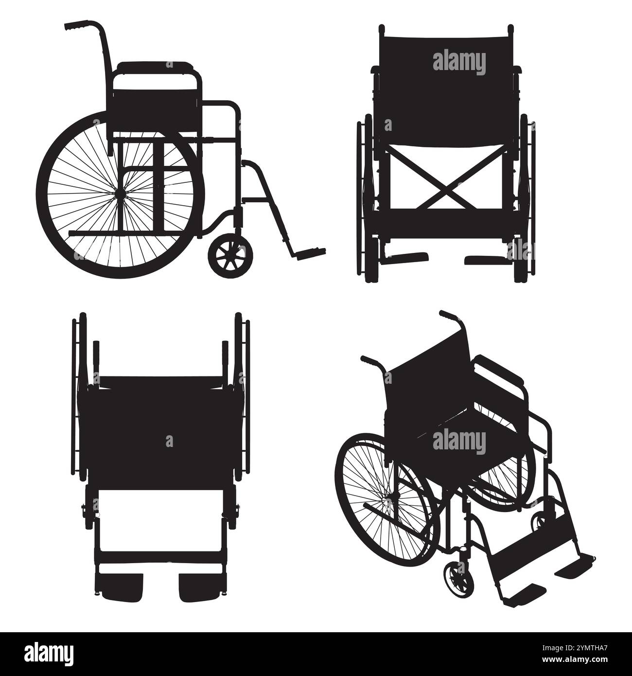 Set of silhouette empty wheelchairs on white background. Vector ...